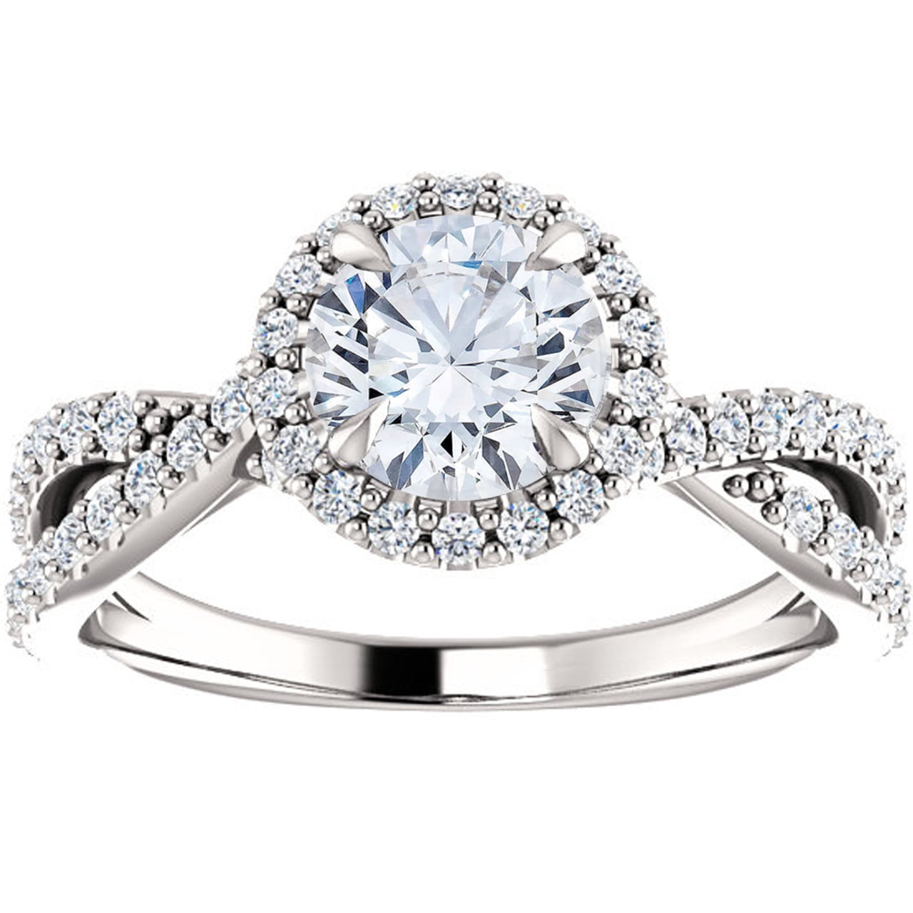 Bow Jewelry 2 Ct Princess Cut Moissanite Ring - Elegant Hidden Halo ...