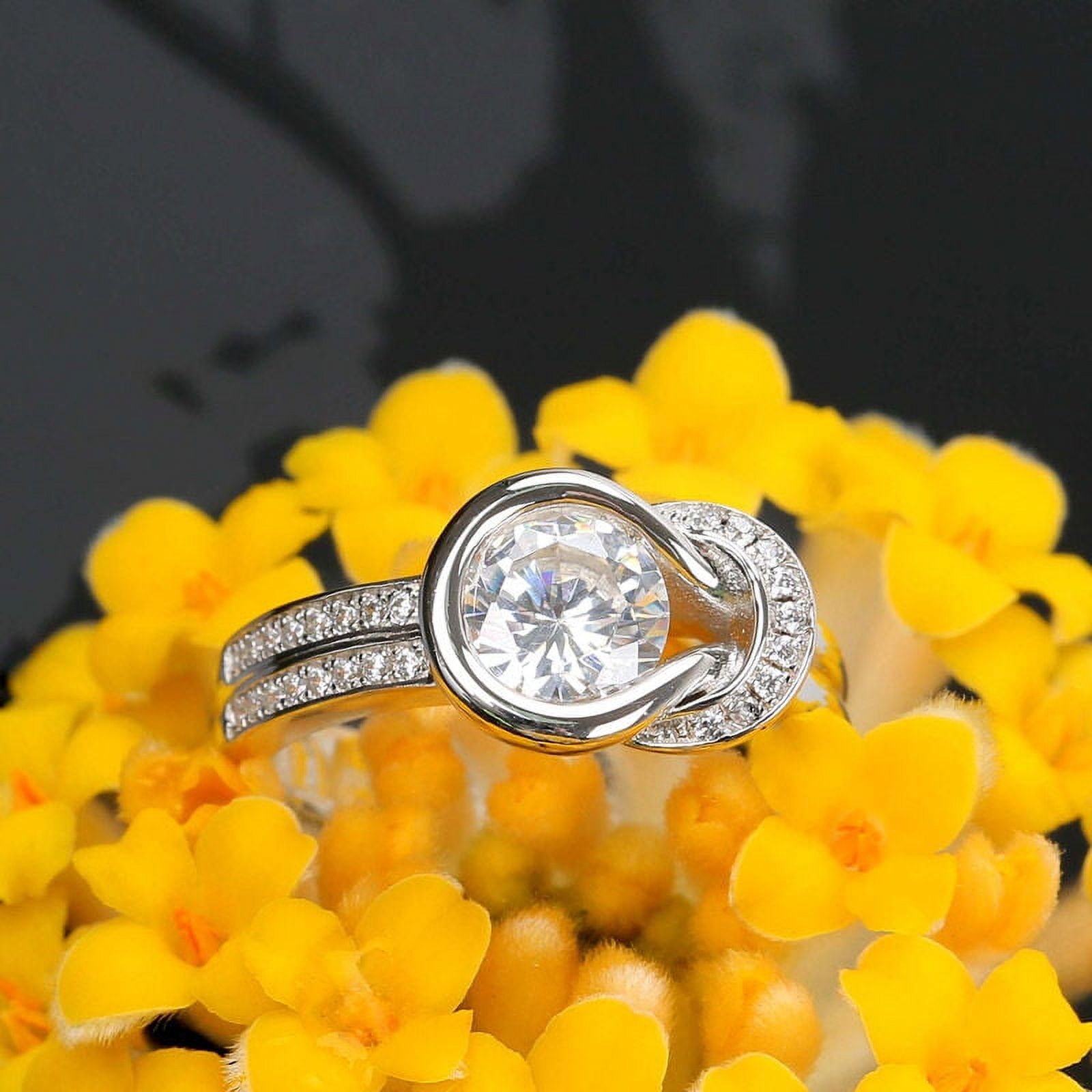 Bow Jewelry Brilliant 2.16 Ct Round Cut Moissanite Rings - 14K White ...