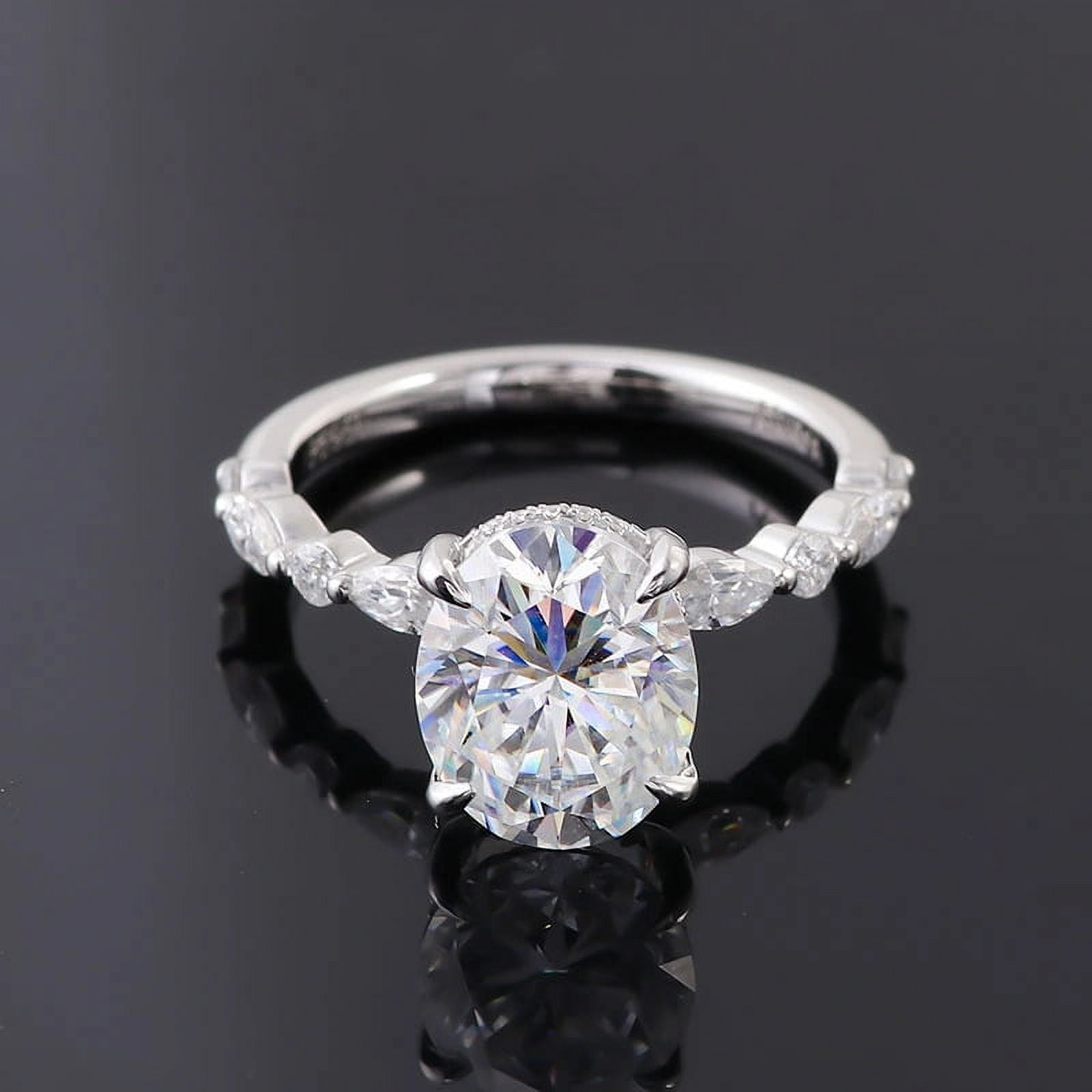 Bow Jewelry Oval Cut Excellent 1.87 Ct Moissanite Wedding Ring - White ...