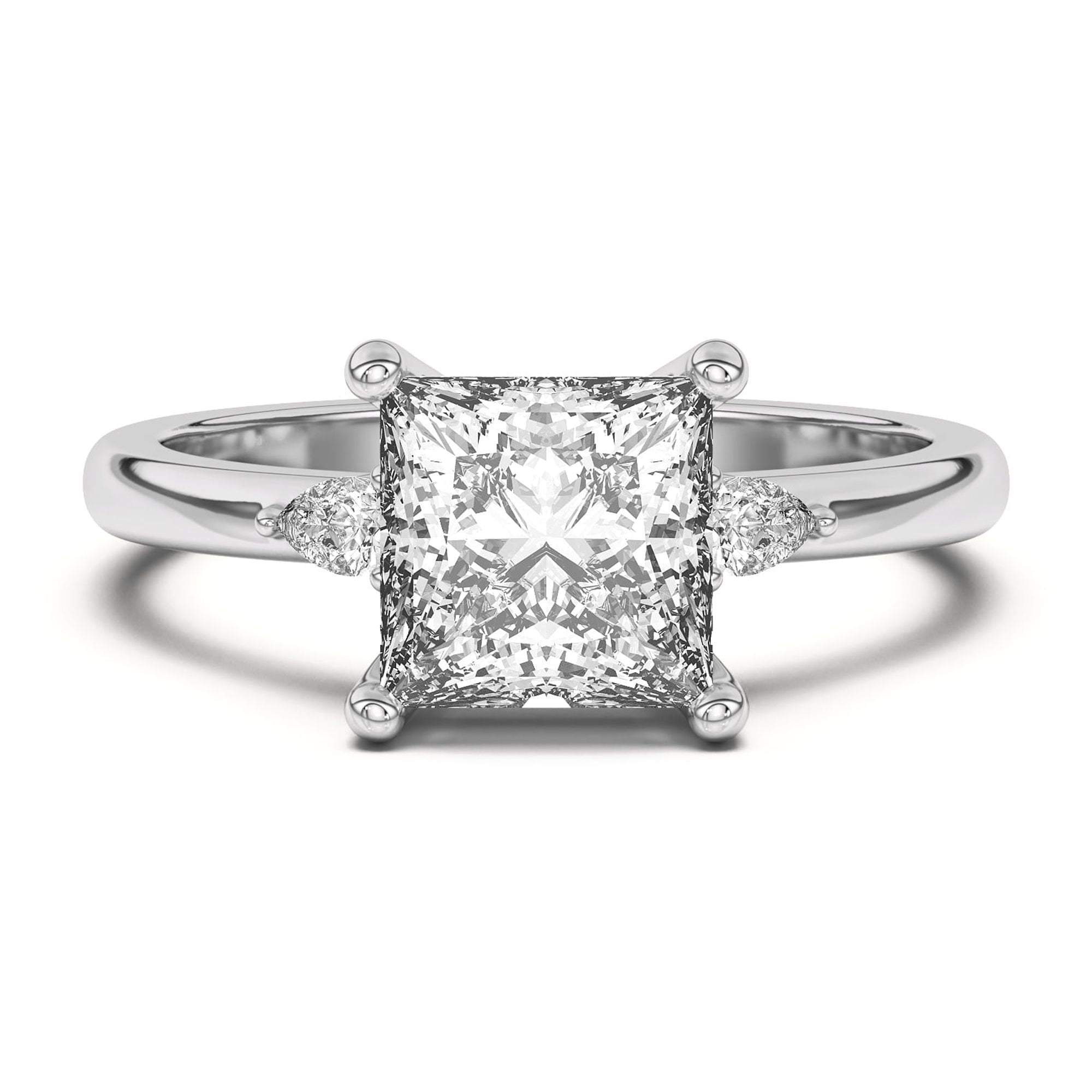 Bow Jewelry Princess Cut 3-Stone Engagement Wedding Ring for Her - 2 Ct ...