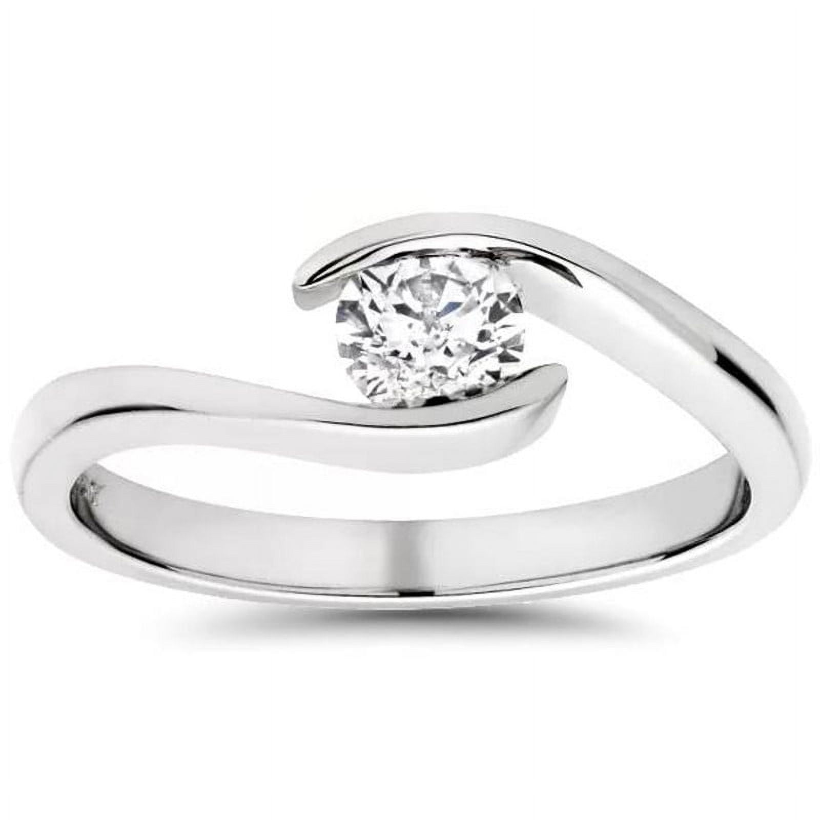 Bow Jewelry Women's 1.6 Ct Round Cut Moissanite Ring - 14K White Gold ...