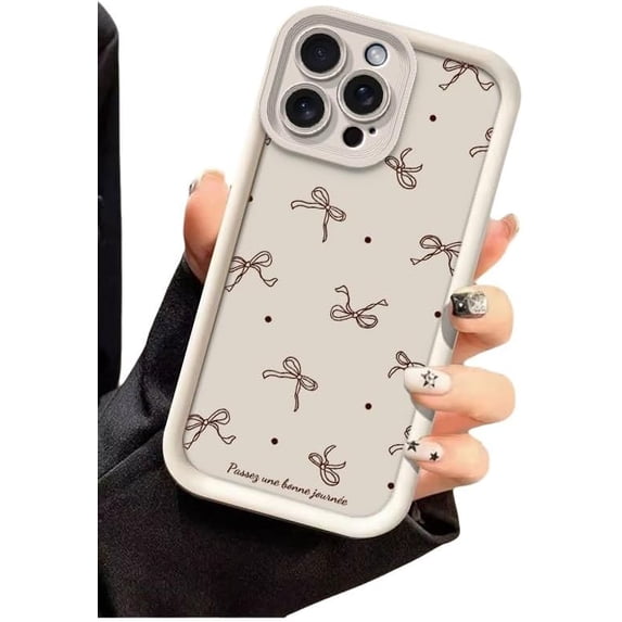 Bow Knot Bowknot Print Camera Protection Phone Case for iPhone (White ...