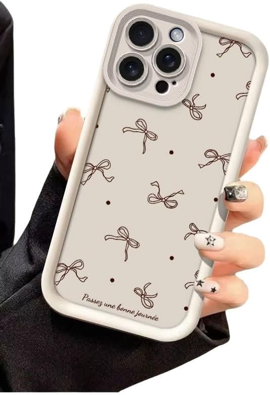 Bow Knot Bowknot Print Camera Protection Phone Case for iPhone (White ...
