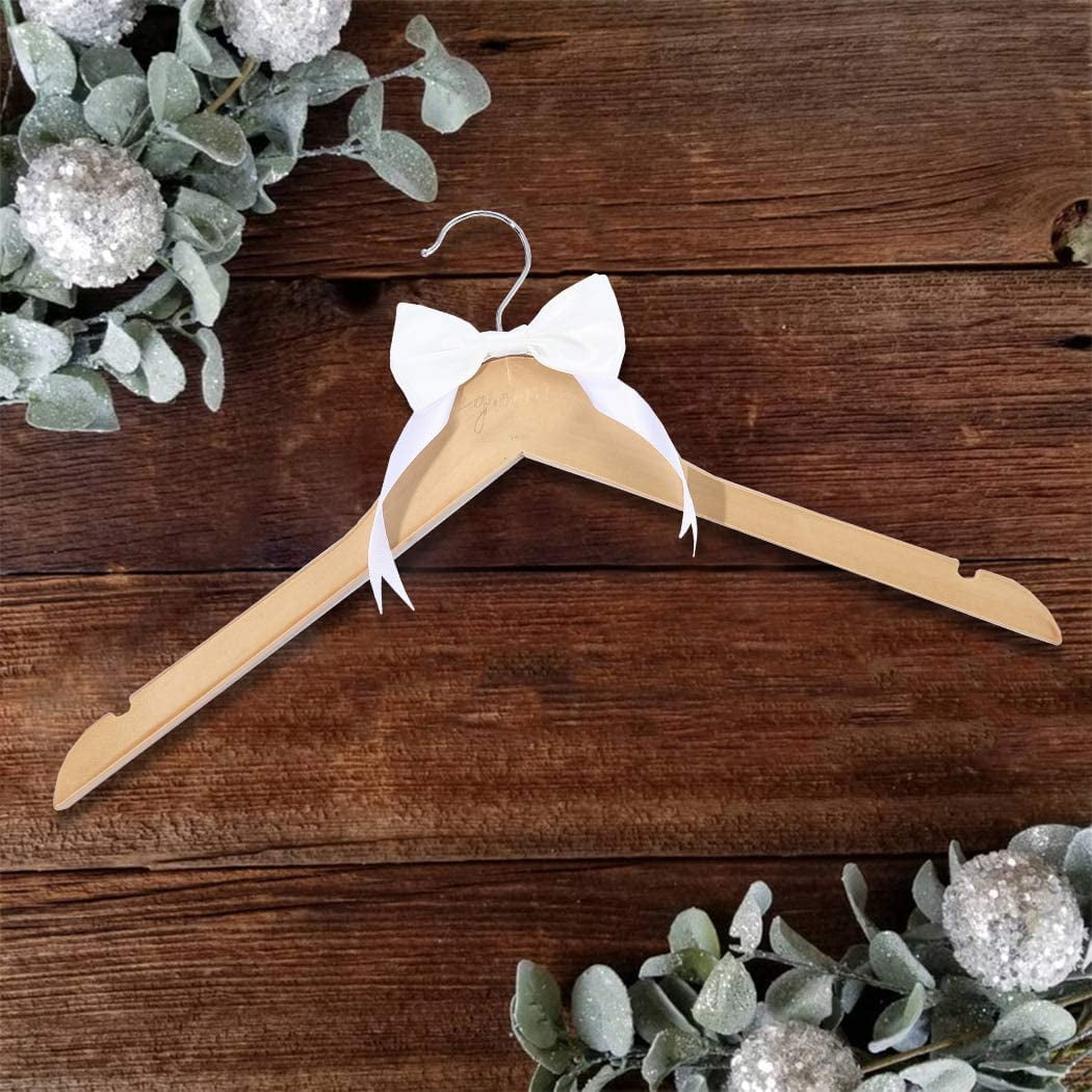 Bow Knot Wedding Hangers Natural Wood Color Bridegroom Dress Hanger ...