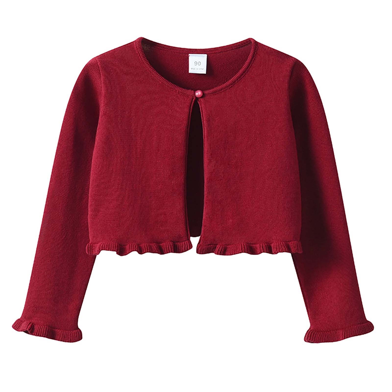 Bow Loose Button Round Neck Jacket for Kids, Heart Cutout Casual Top ...