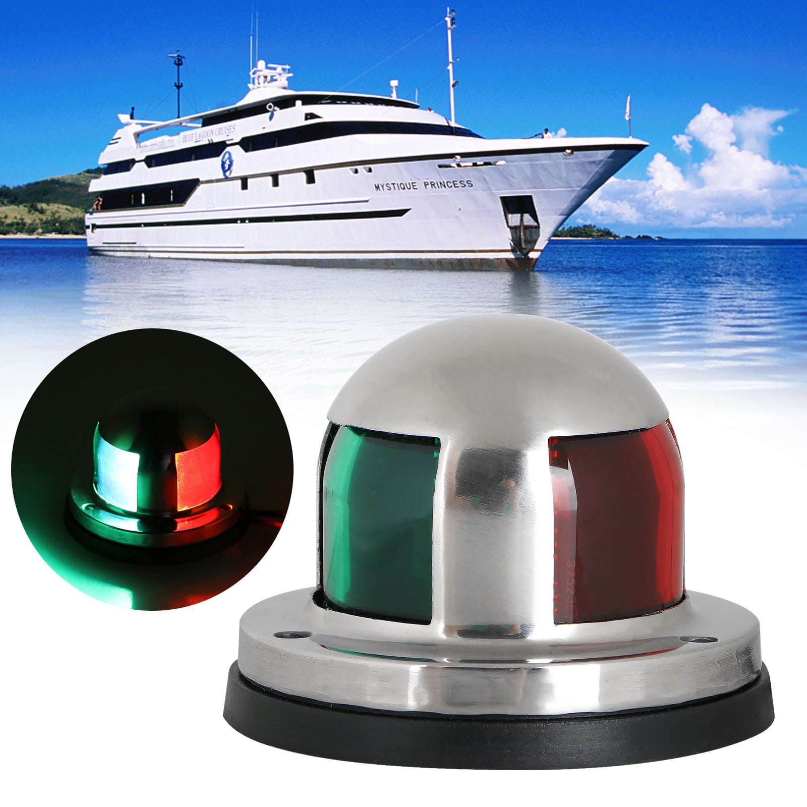 Bow Navigation Light, EEEkit 12V 2-in-1 Stainless Bi-Color Boat Marine ...