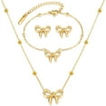 Bow Necklace Gold Jewelry Set Trendy Bowknot Ribbon Pearl Choker ...