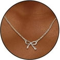 Bow Necklace for Women Rhinestone Bow Ribbon Pendant Necklace Gold ...