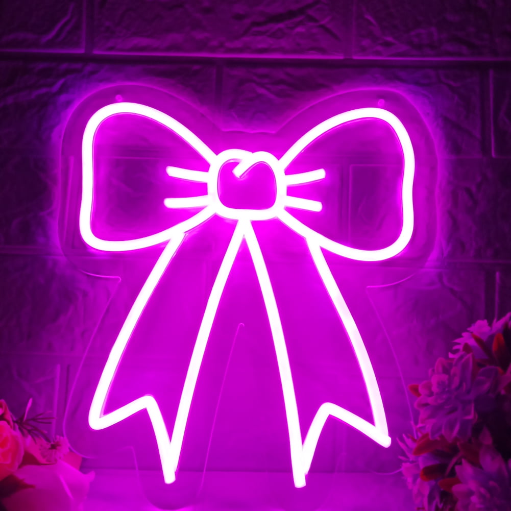 Bow Neon Sign,Ribbon Bow Neon Light for Girls Room Decor,Christmas Tree ...