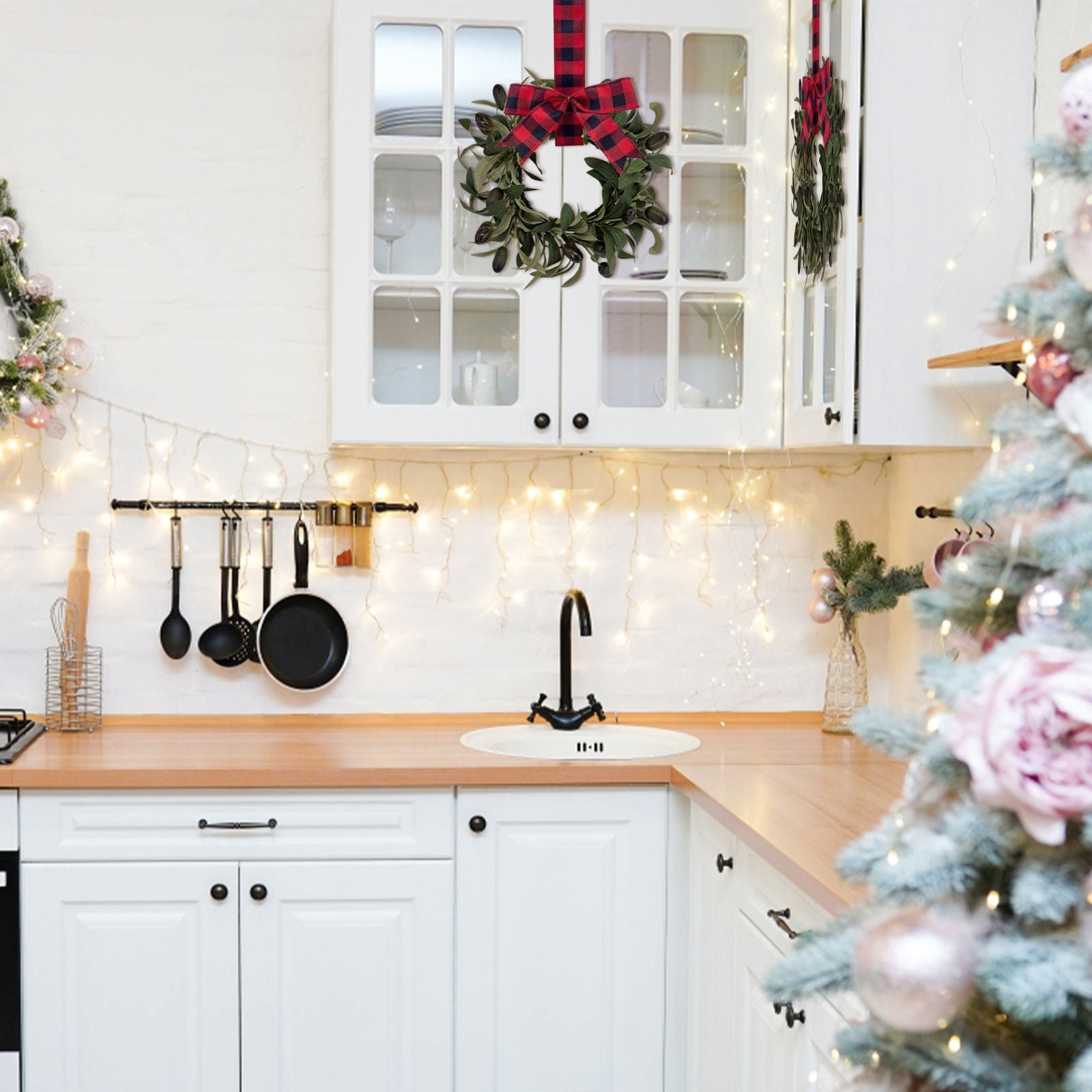 Bow & Olive Branch Spring Artificial Wreath High Simulation Flower Vine ...