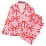 Bow Pajamas for Women Valentine Button Down Button Long Sleeve Pants 2 ...