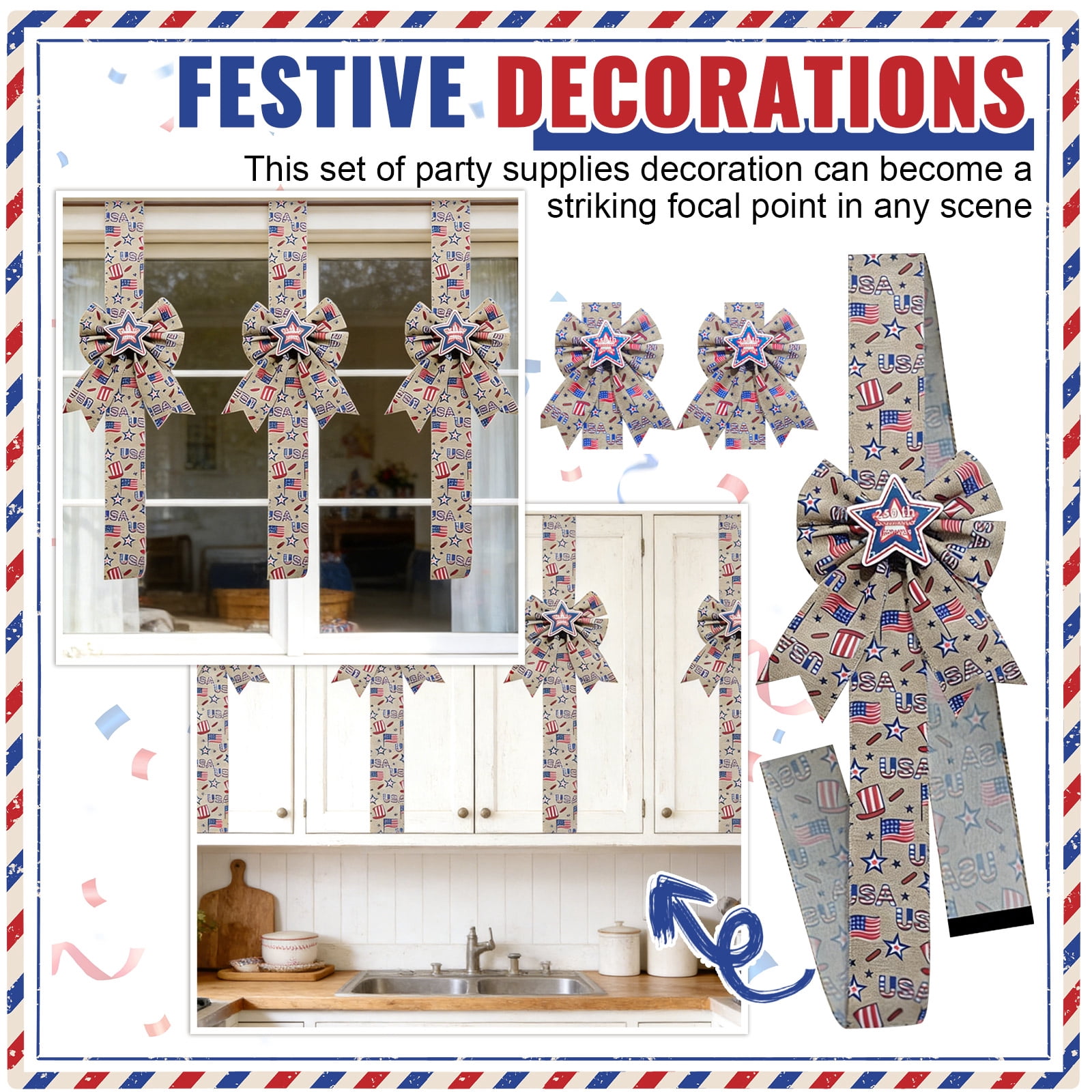 Bow Party Decorations, American Flag Usa Themed, Outdoor, Patriotic ...