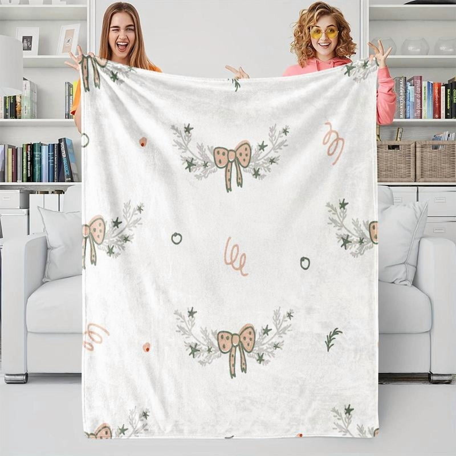 Bow Pattern Blanket, 1 Count Soft Comfortable Throw Blanket, Warm ...