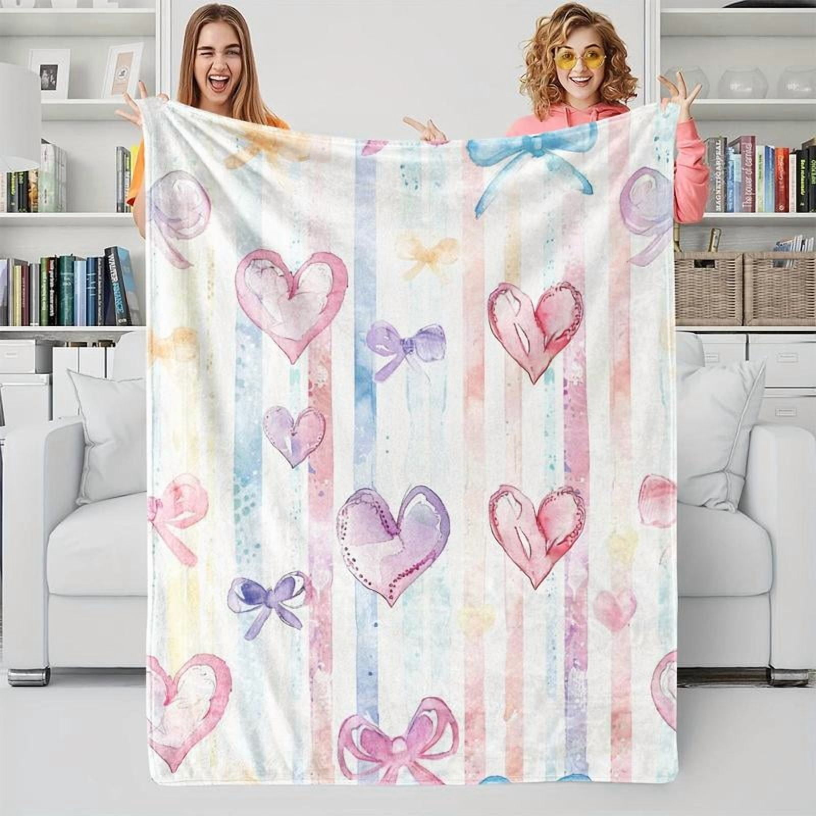 Bow Pattern Blanket, 1 Count Soft Comfortable Throw Blanket, Warm ...