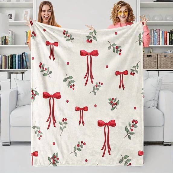Bow Pattern Blanket, 1 Count Soft Comfortable Throw Blanket, Warm ...