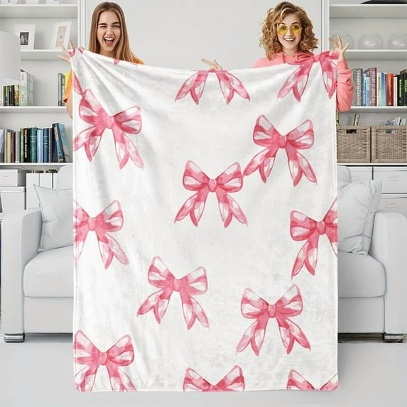 Bow Pattern Blanket, 1 Count Soft Comfortable Throw Blanket, Warm ...
