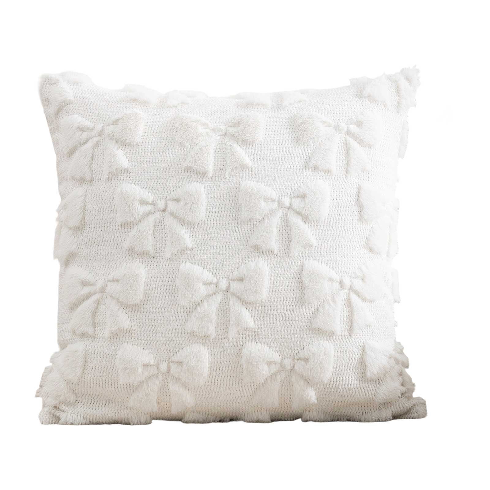 Bow Pillow Covers Room Decor Cute Faux Fur Soft Bowknot Preppy Stuff ...
