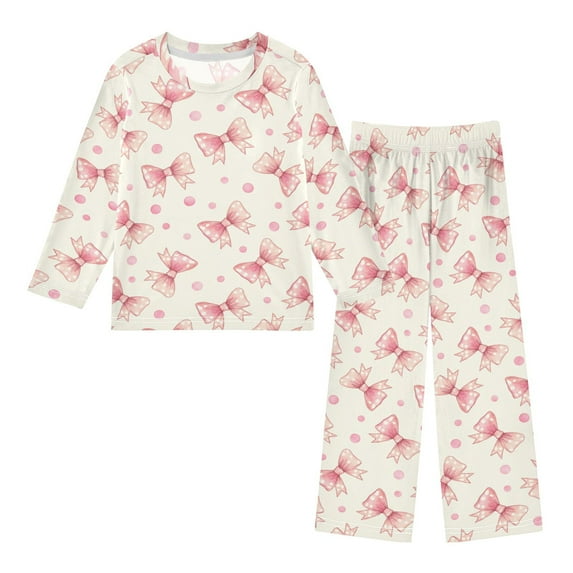 Bow Pink Cozy Soft Long Sleeves Top and Pants 2 Piece Cool Pjs Pajamas ...