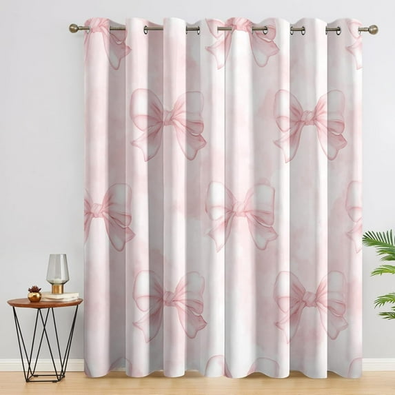 Bow Pink Curtains For Living Room, Cute Aesthetic Girls Pattern Design ...