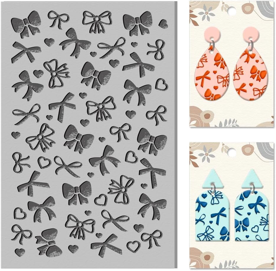 Bow Polymer Clay Texture Sheets Love Heart Texture Mat Rubber Clay ...