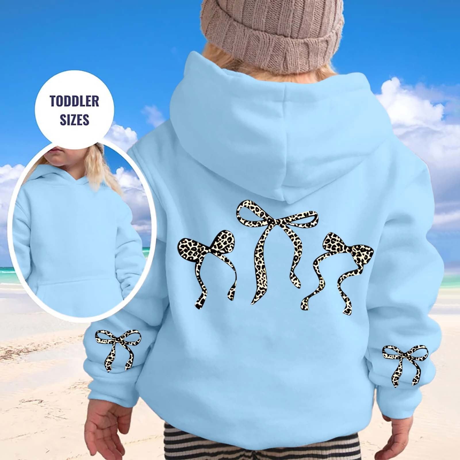 Bow Print Hoodies Sweatshirts For Kids Girls' Cute Bow Print Pullover ...