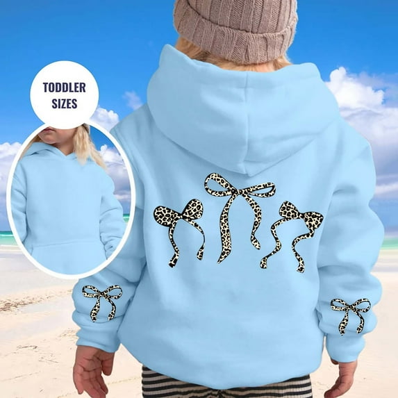 Bow Print Hoodies Sweatshirts For Kids Girls' Cute Bow Print Pullover ...