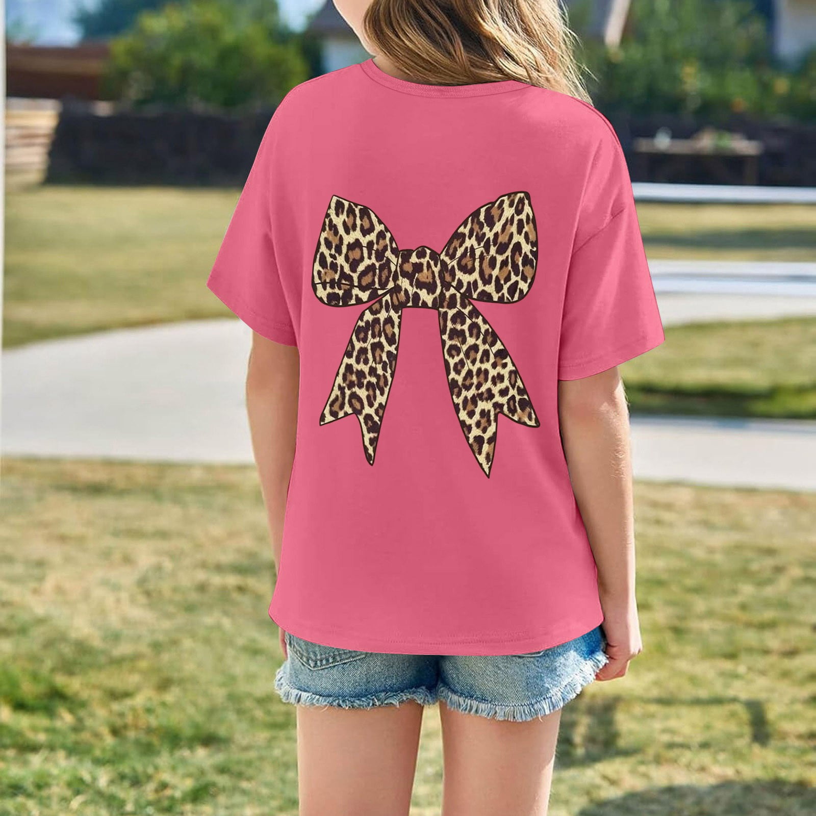 Bow Print Tees Shirts For Kids Girls' Summer Knot Tie Graphic Tee For ...