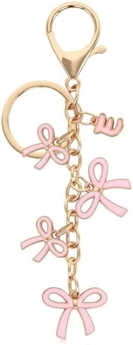 Bow Purse Charms Keychain - Pink Bow Alphabet Letter Key Chain, Bag ...