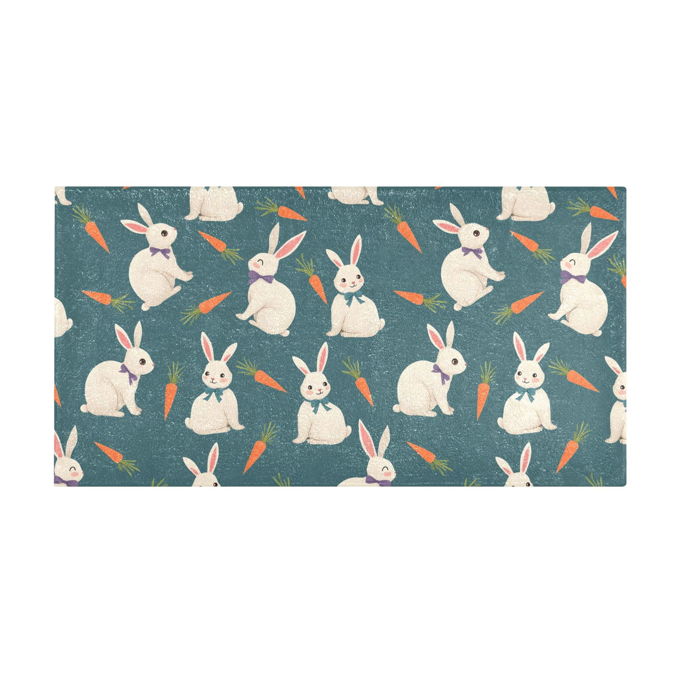 Bow Rabbit Carrot Pattern Bath Mat 39x20 Inch Soft Absorbent Non-Slip ...