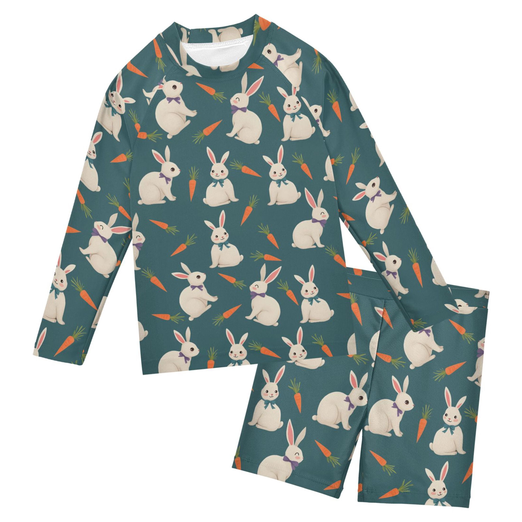 Bow Rabbit Carrot Pattern Boys' Bathing Suit UPF 50+ Boys' Rash Guard ...