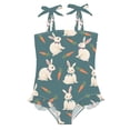 Bow Rabbit Carrot Pattern Girls' One-Piece Swimsuit Bowknot Tie ...