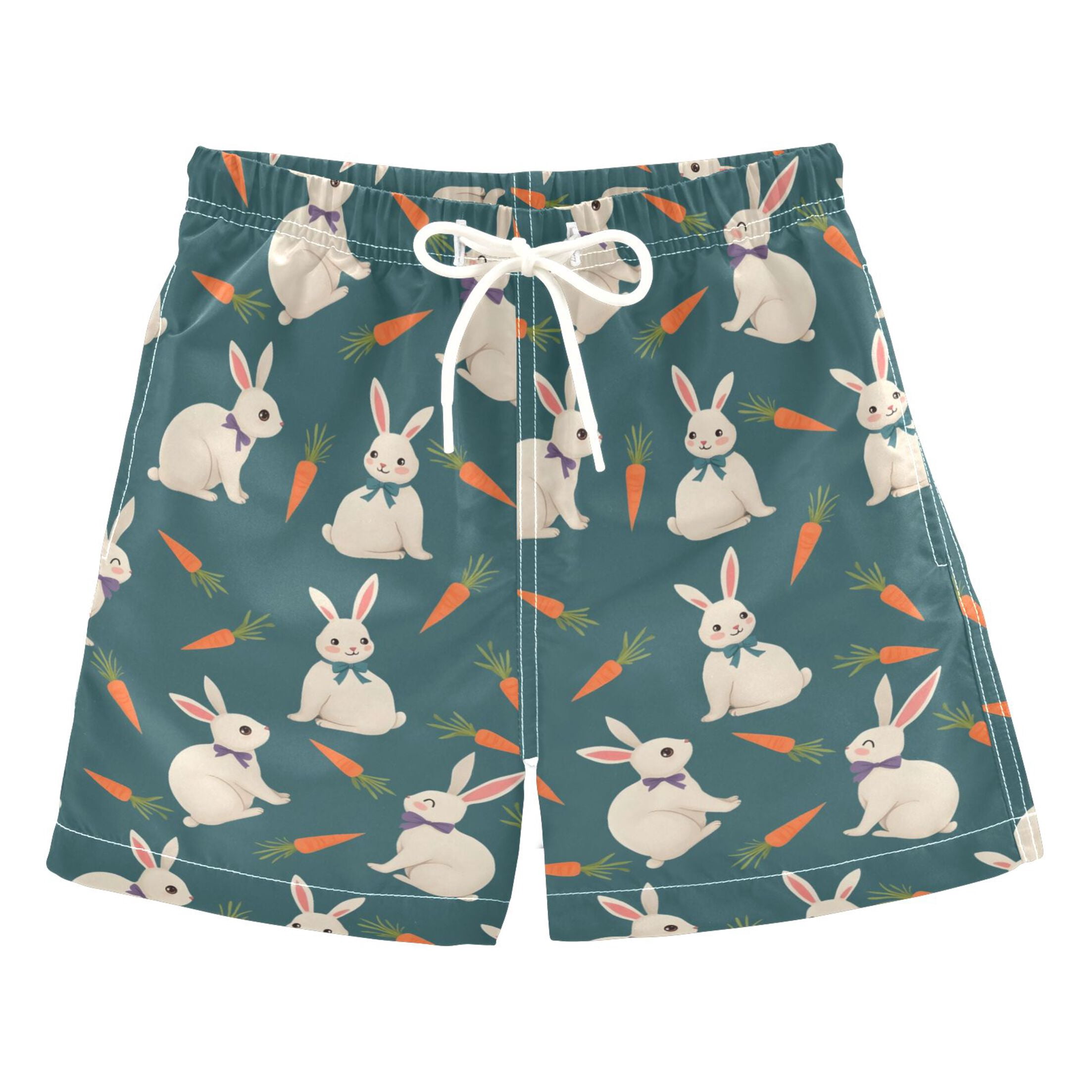 Bow Rabbit Carrot Pattern Swim Trunks Quick Dry Beach Pool Board Shorts ...