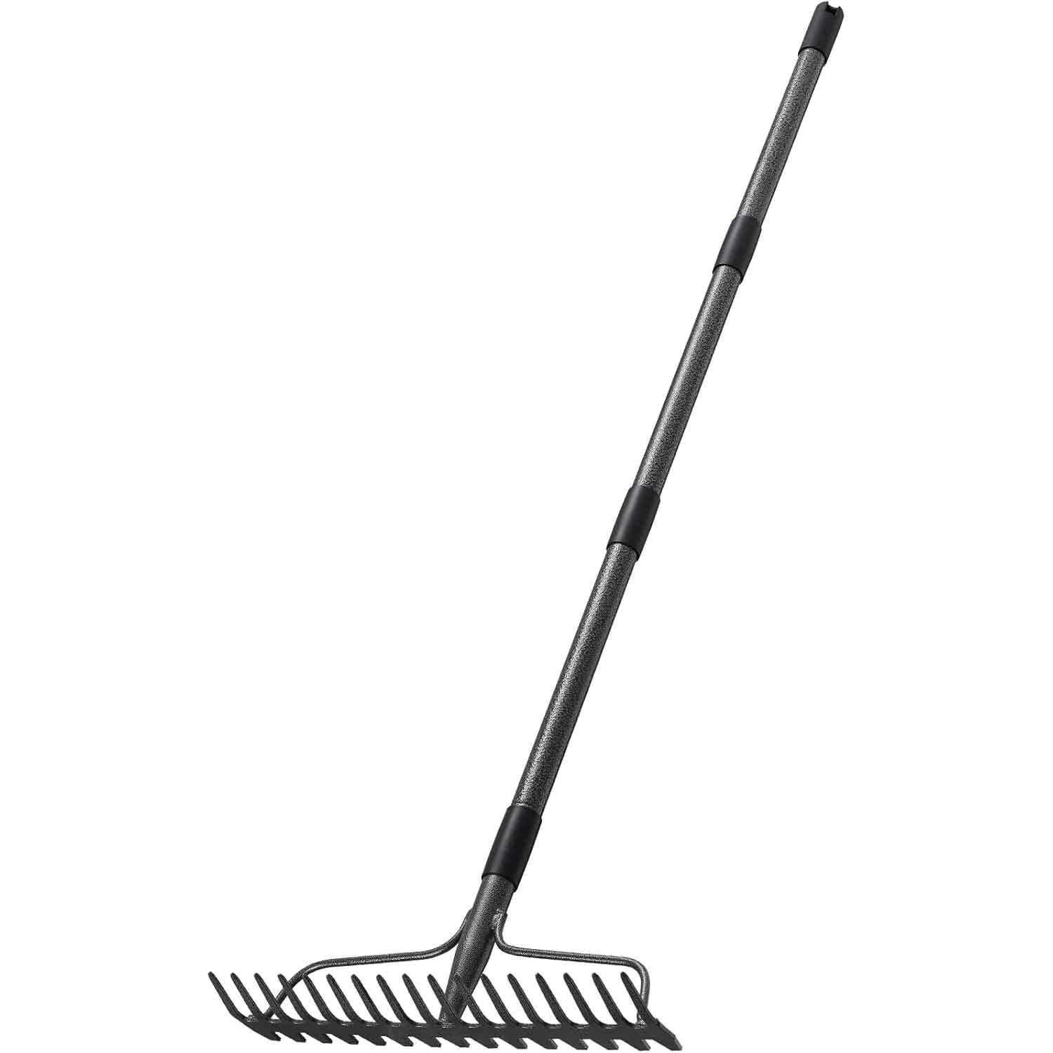Bow Rake，17 Tines Metal Head with Stainless Steel Handle，Heavy Duty ...