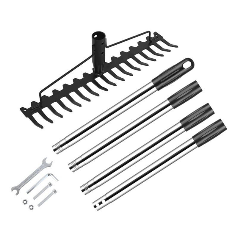Bow Rake Heavy Duty Garden Rake 17 Steel Tines Metal Head Rake Tool for ...