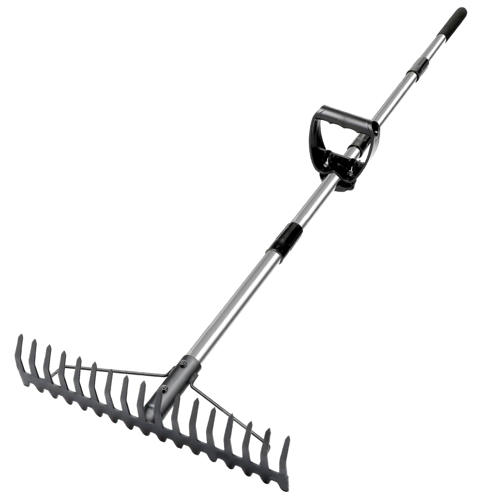 Bow Rake, Heavy Duty Garden Rake with Back-Saving Handle,17 Steel Tines ...