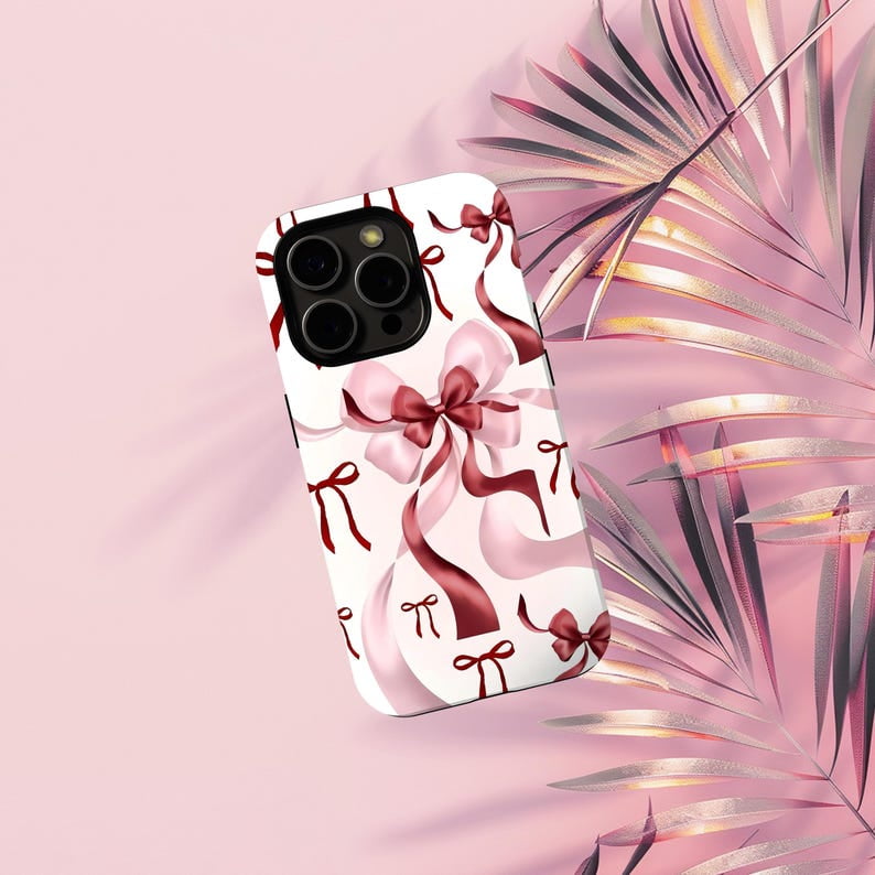 Bow Ribbon Aesthetic Phone Case for iPhone 11-17 Cute Trendy Gift ...