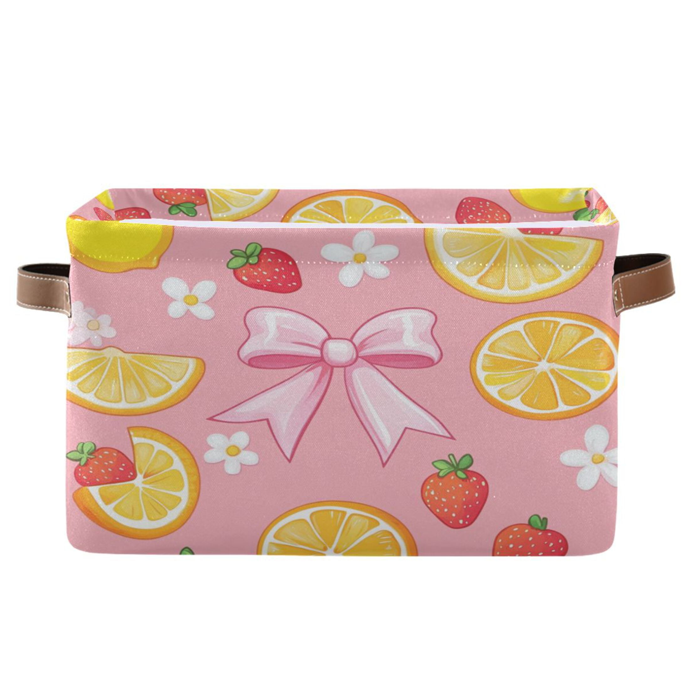 Bow Ribbon and Orange Foldable Storage Basket,Canvas Fabric Foldable ...