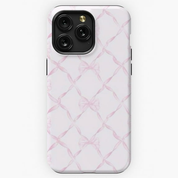 Bow Ribbon Pink Feminine Pattern Art iPhone Case 17 11 12 13 14 15 16 ...