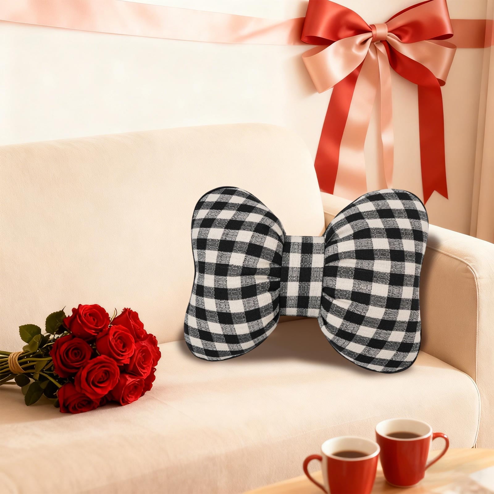 Bow Ribbon Sofa Pillow, Soft Cushion for Office Desk Chair and Home ...