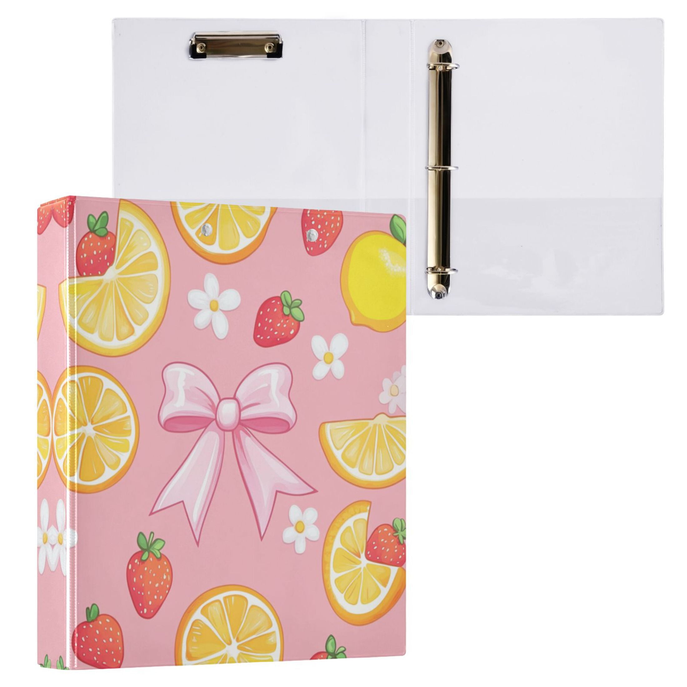 Bow Ribbon and Orange 3 Ring Hardcover Binders 1.5in Round Rings for ...