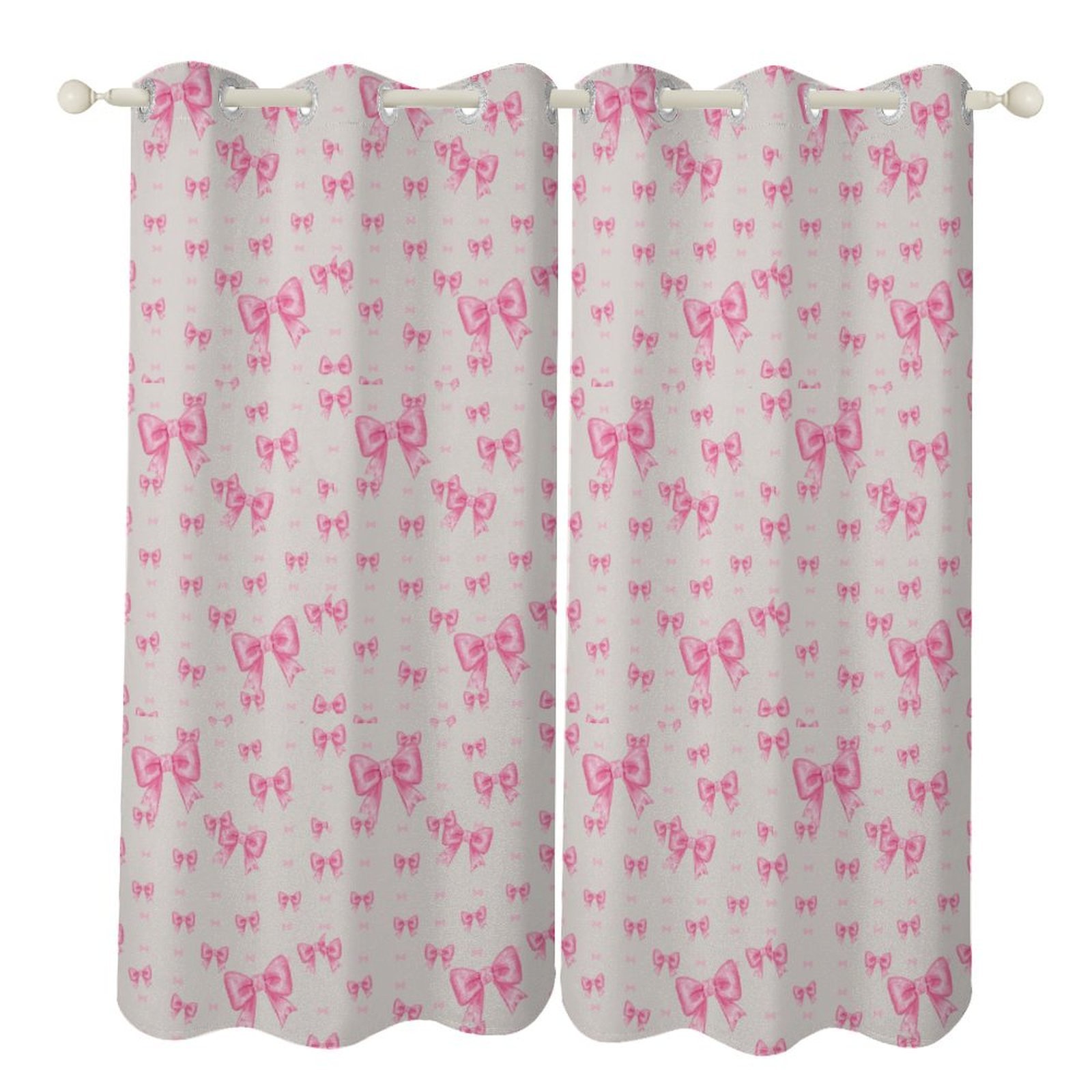 Bow Seamless Curtains Outdoor Decor Curtain Panels With Grommets Window ...