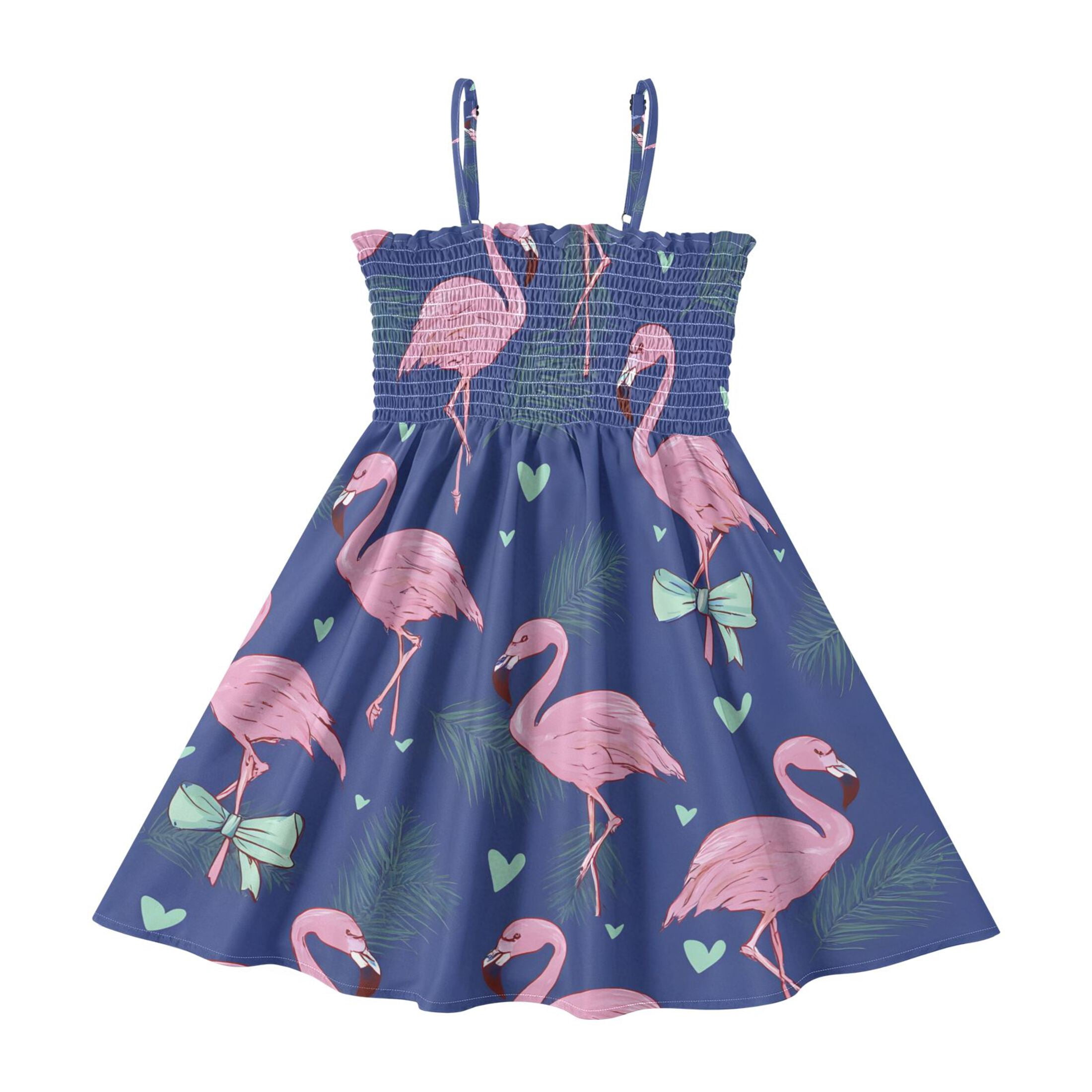 Bow Shaped Flamingo Pattern Girls' Casual Dresses 2Y-8Y Sleeveless ...