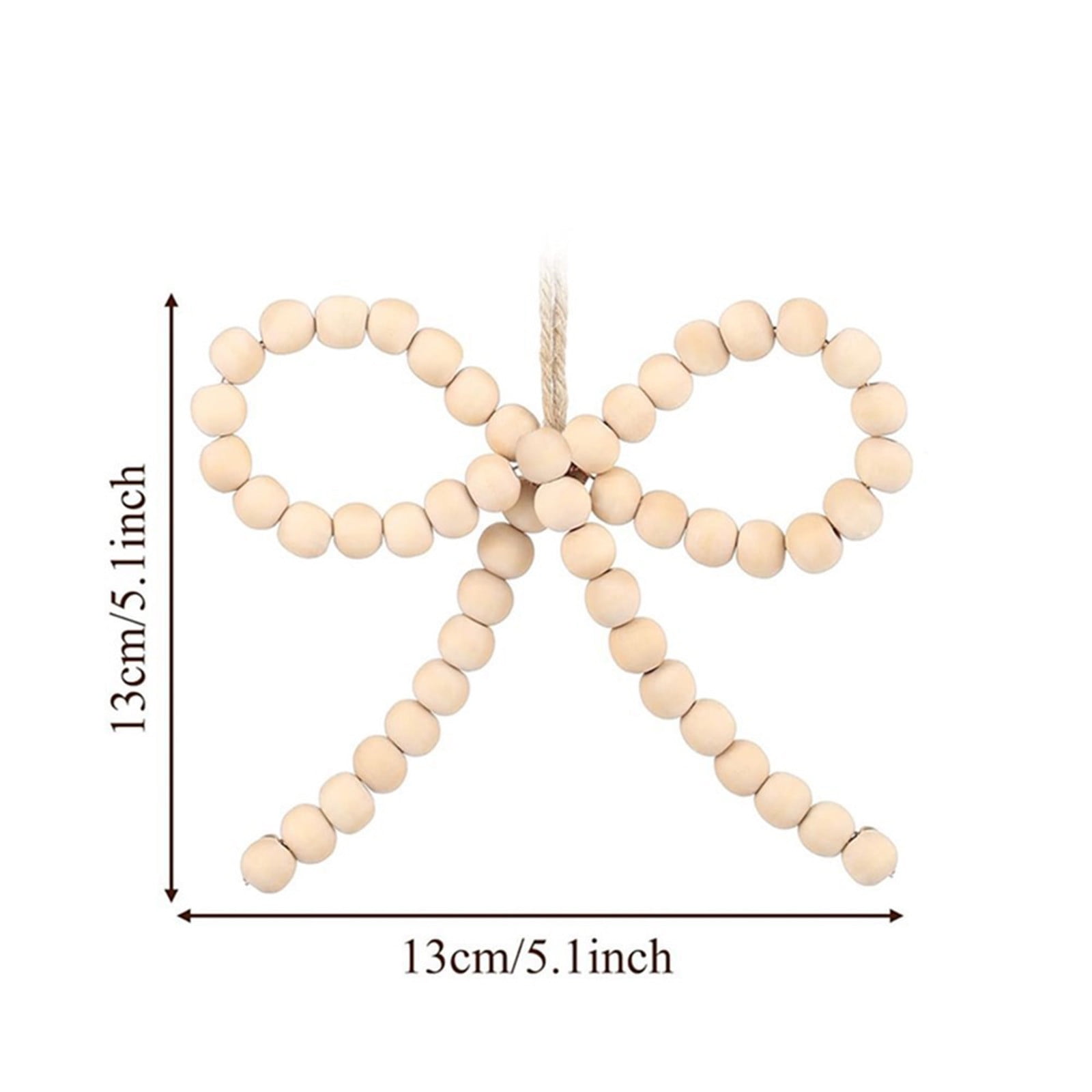 Bow Shaped Hanging Ornaments Home Style, Natural Colored Wooden Beads ...