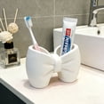 Bow Shaped Toothbrush Holder, Double Compartment Storage Box, Cute ...