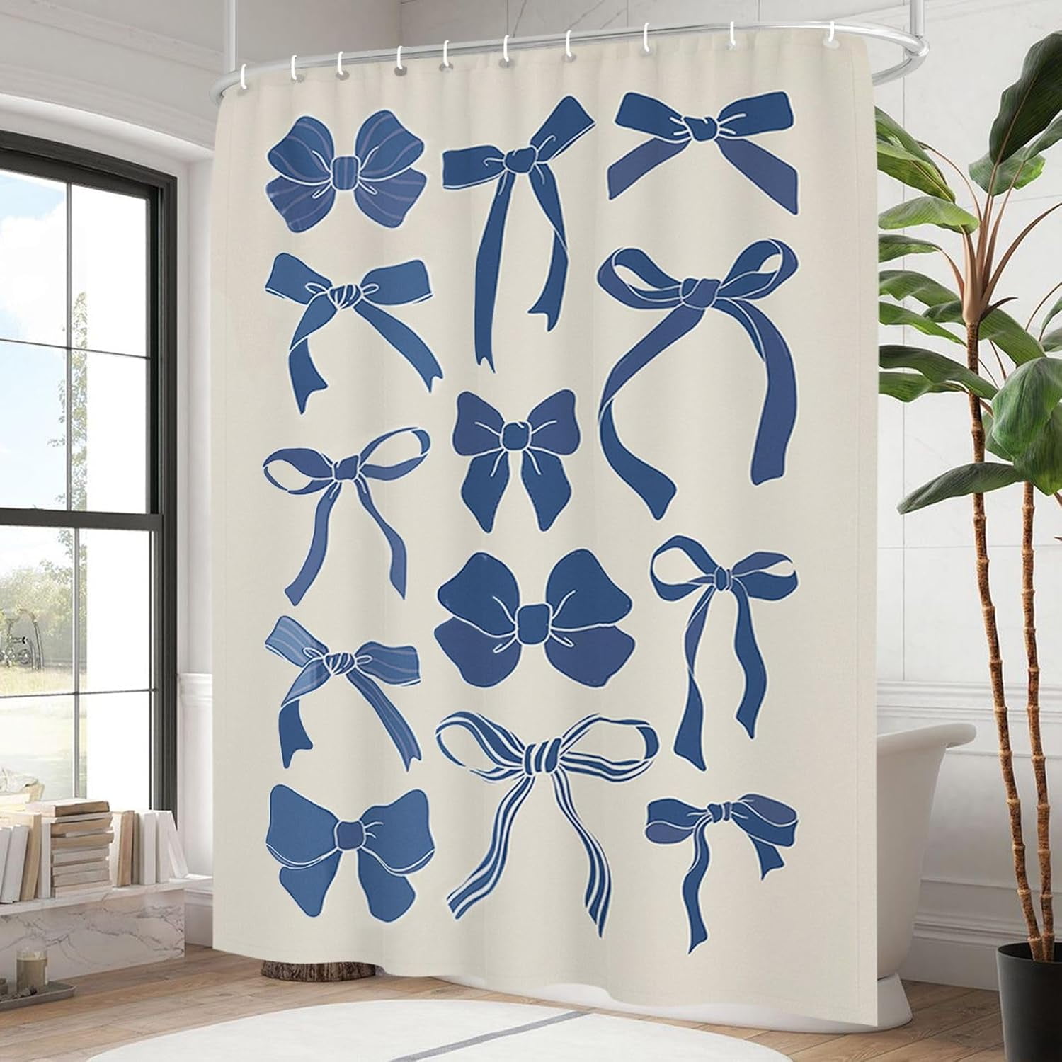 Bow Shower Curtain Shower Curtains for Bathroom Blue and White ...