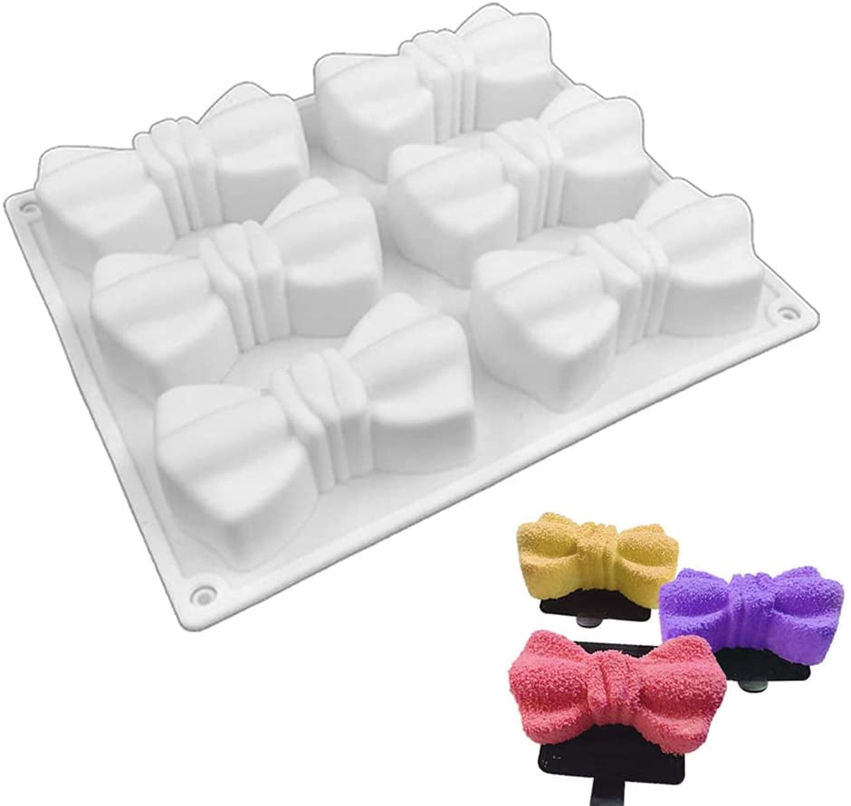 Bow Silicone Fondant Mold, 6 Cavities Bowknot Shape Silicone Mold Food ...