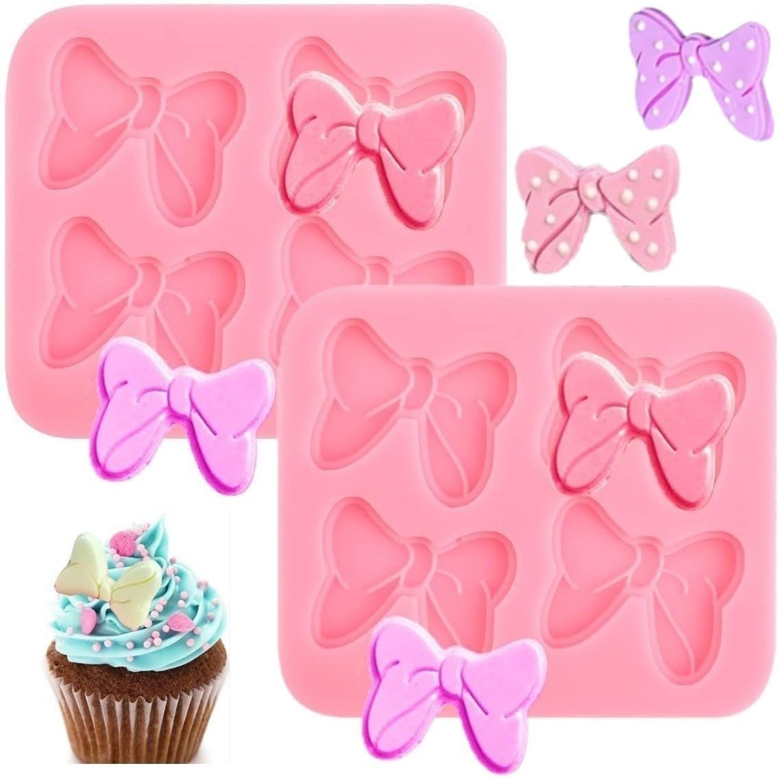 Bow Silicone Mold, 4 Hole Bow Chocolate Mold, Bows Fondant Molds, Sugar ...