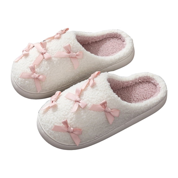 Bow Slippers for Women Bride Wedding Cute Cartoon Bowknot Bridal House ...