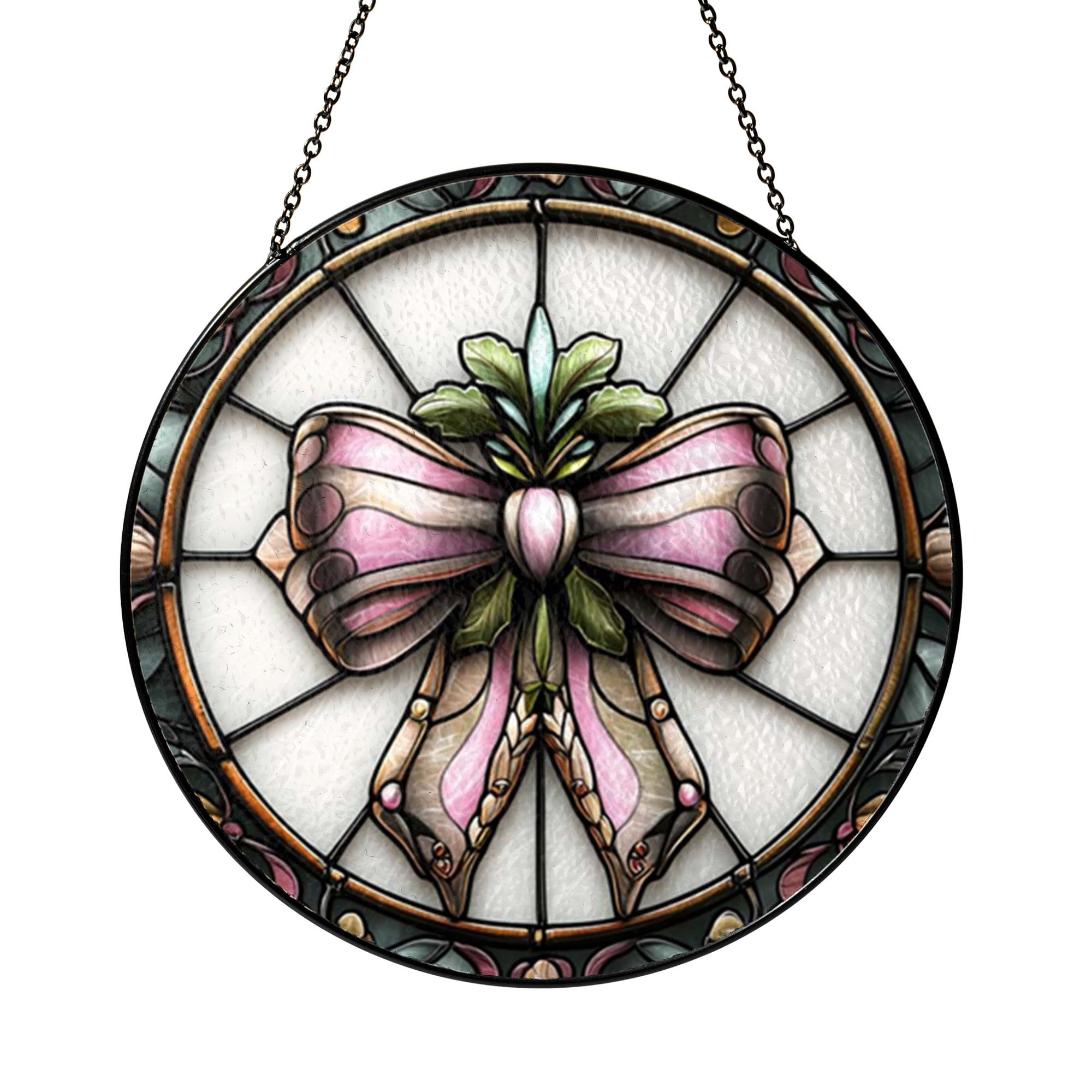 Bow Stained Glass Window Panel Suncatcher Featuring Ribbon Bow Design ...
