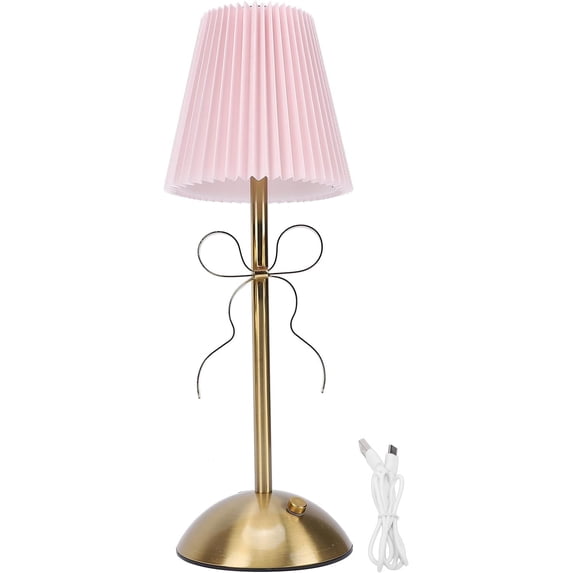 Bow Table Lamp With Cute Bow Shade, Pink LED Desk Lamp For Bedroom ...